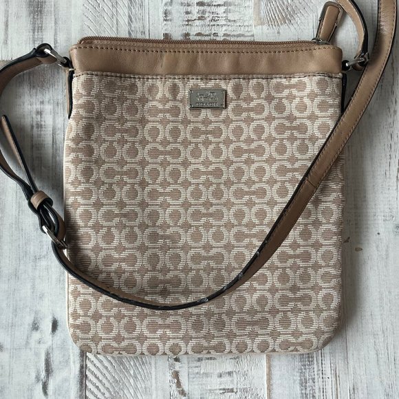 Coach | Bags | Coach Swingback Madison Op Art Needlepoint Khaki ...